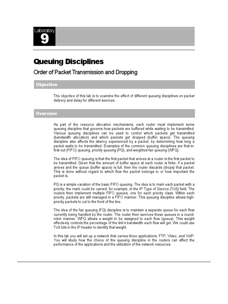 Queuing Disciplines: Order of Packet Transmission and Dropping | PDF ...