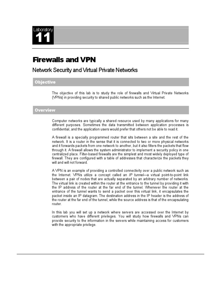 Firewalls and VPN: Network Security and Virtual Private Networks | Download Free PDF | Computer ...