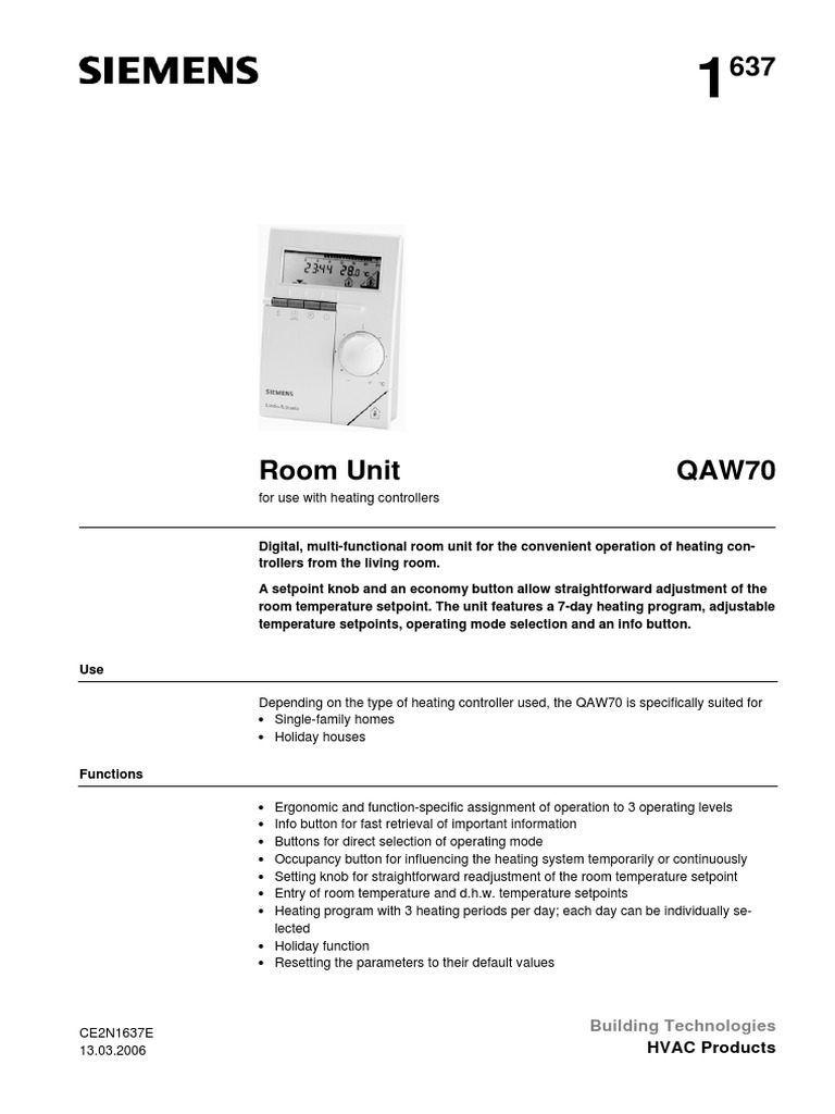 QAW70-B Fiche Produit en PDF | PDF | Hvac | Switch