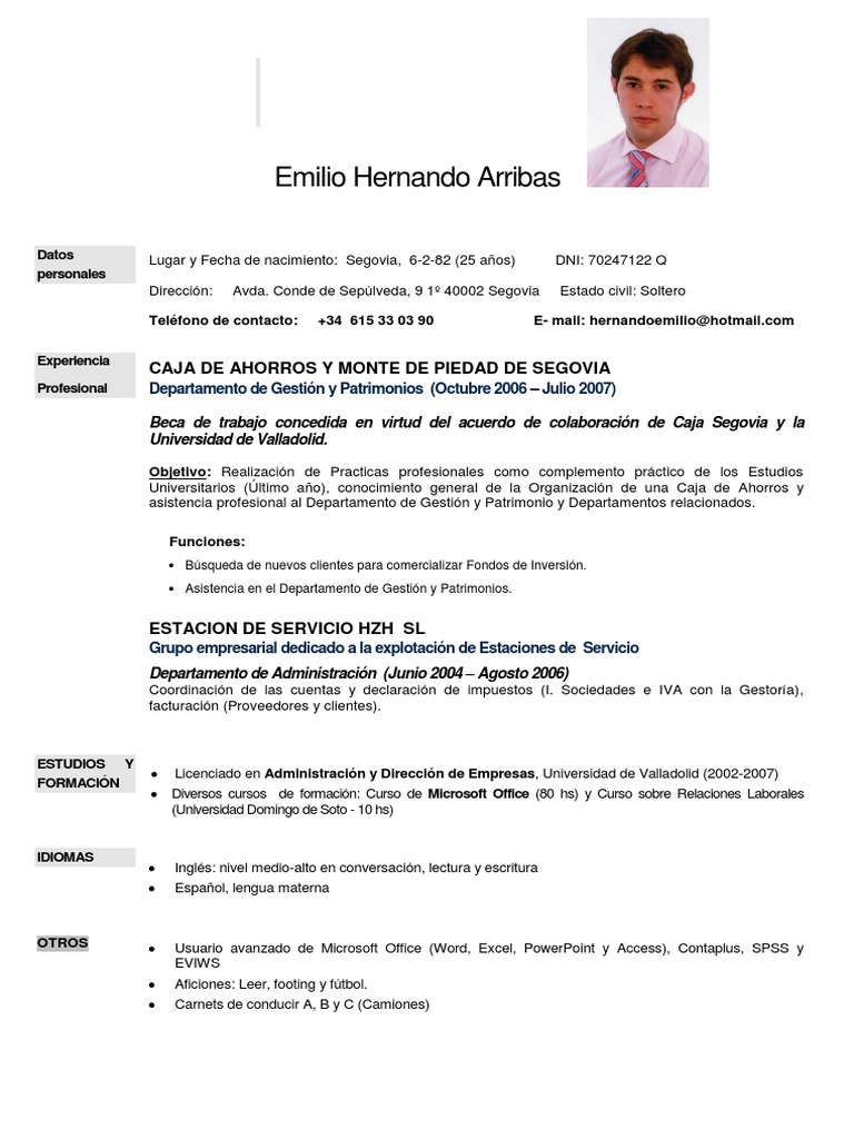 CV Emilio Hernando | PDF | Negocios