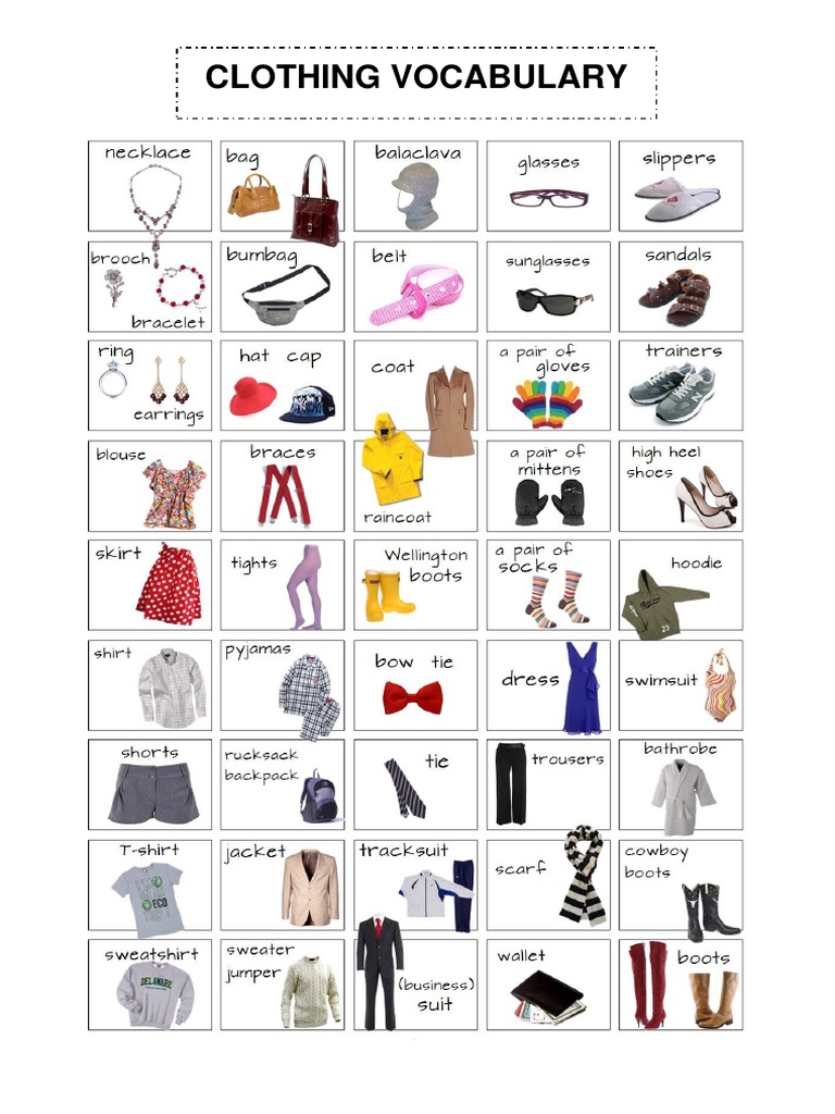 Clothes Vocabulary Handout | PDF