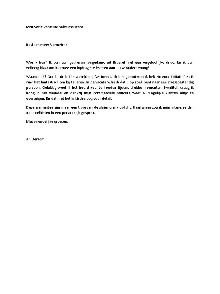 Motivatiebrief Template | PDF