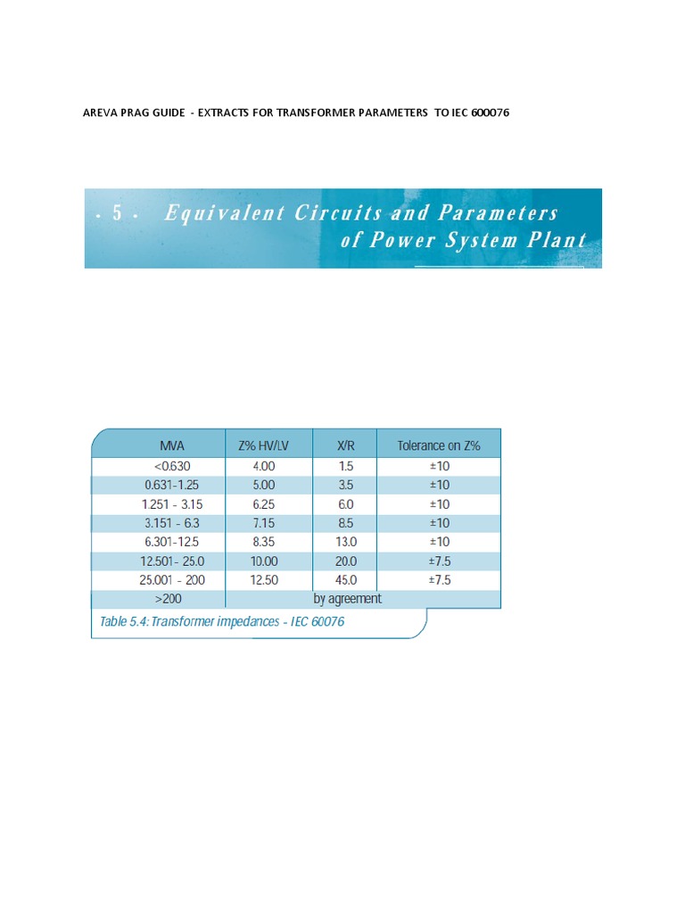 AREVA Transformer Parameters Guide | PDF