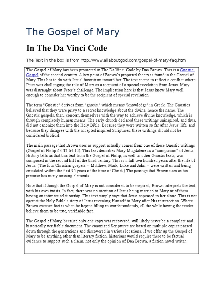 The Gospel of Mary | PDF | Gospels | The Gospel