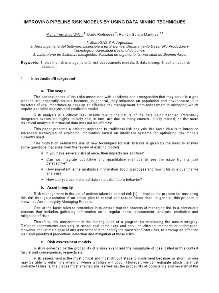 PipelineRisk Model | PDF | Data Mining | Risk