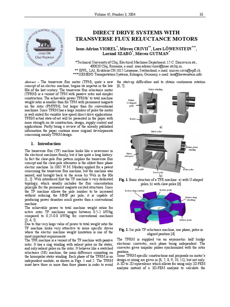 Direct Drive Systems With Transverse Flux Reluctance Motors | PDF ...