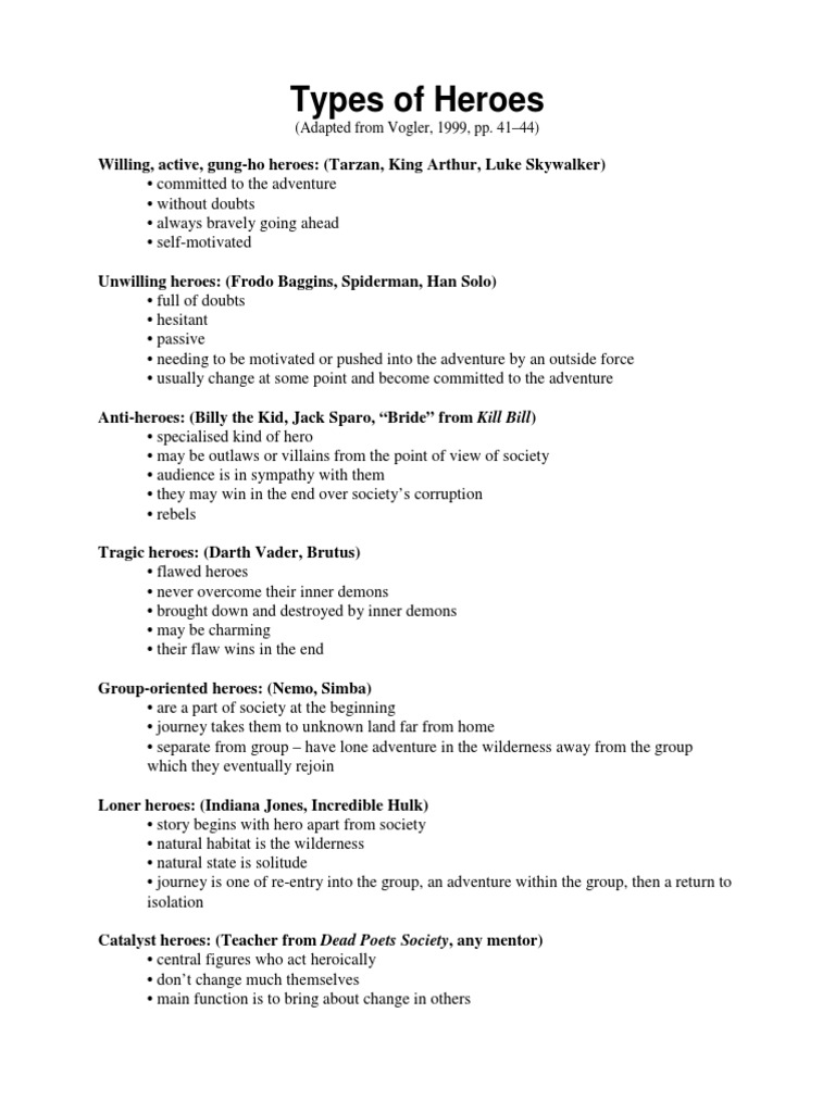 Types of Heroes | PDF | Hero | Leisure