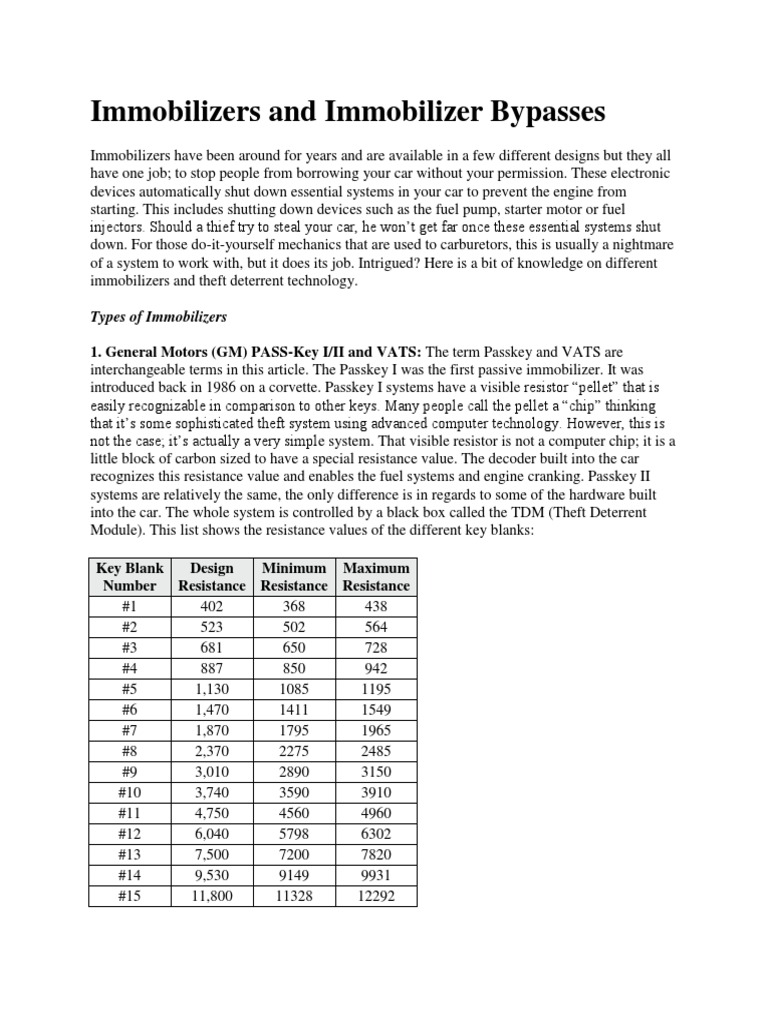 Immobilizers and Immobilizer Bypasses | PDF | Ignition System | Electronics