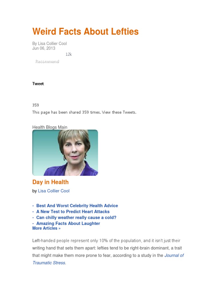 Weird Facts About Lefties | PDF | Handedness | Posttraumatic Stress ...