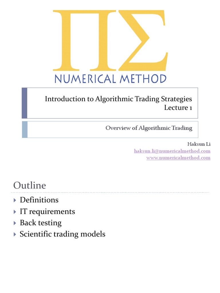 Intro to Algorithmic Trading | PDF | Algorithmic Trading | Mathematical ...