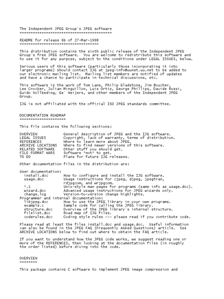 Acknowledgement of IJG Library | PDF | Data Compression | File Format