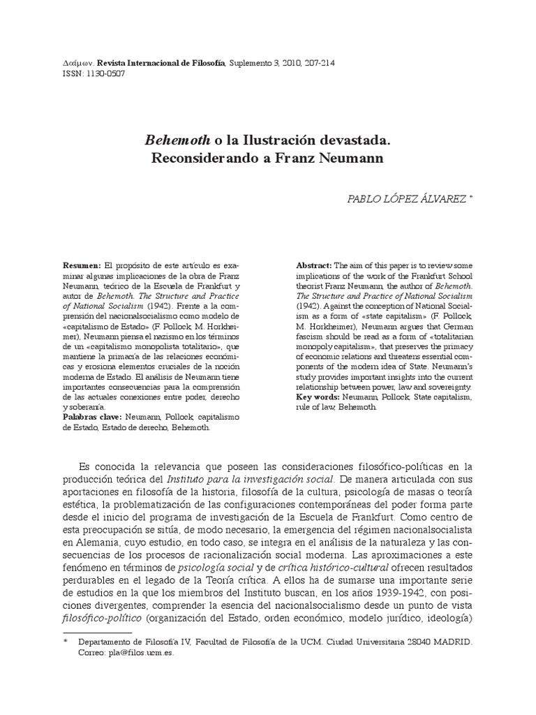 Franz Neumann | PDF | Estado (política) | nazismo