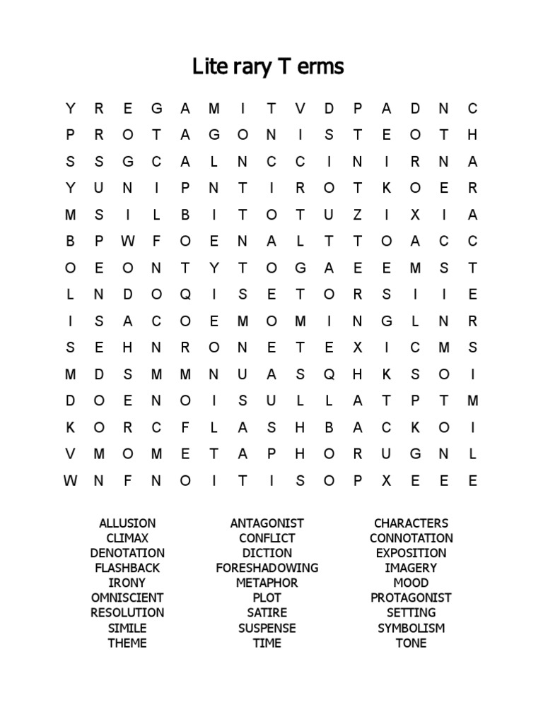 Literary Terms Word Search Puzzle | PDF