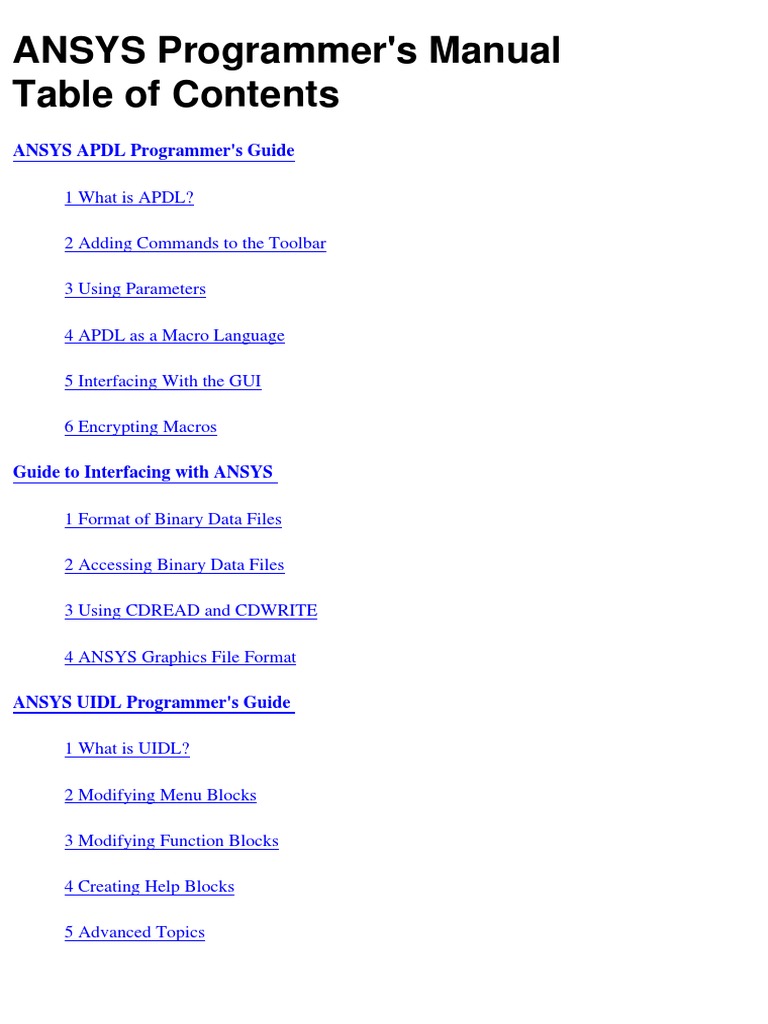 ANSYS Probhhhhgrammers Manual | PDF | Array Data Structure | Parameter (Computer Programming)