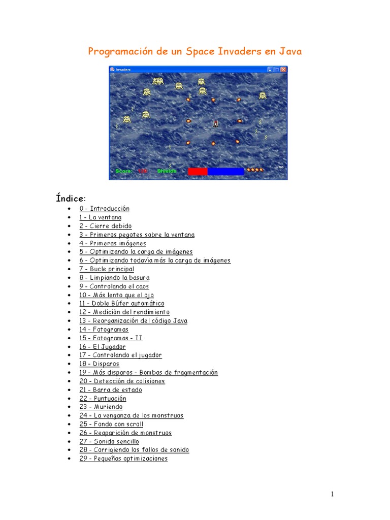 Crear Space Invaders en Java: Guía Completa | PDF | Java (lenguaje de ...