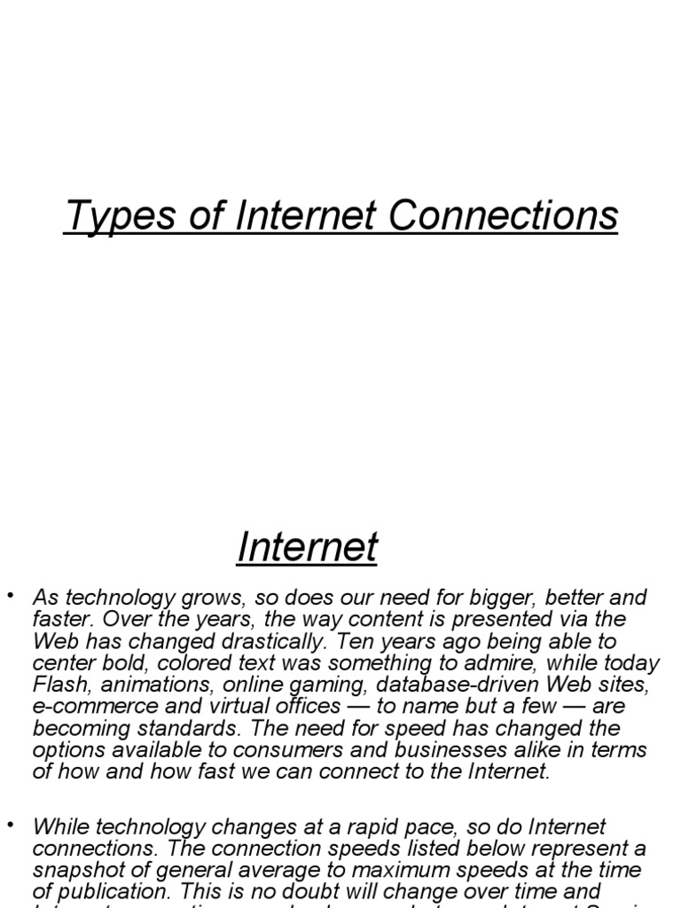 Types of Internet Connections - ppt1 | PDF | Digital Subscriber Line ...