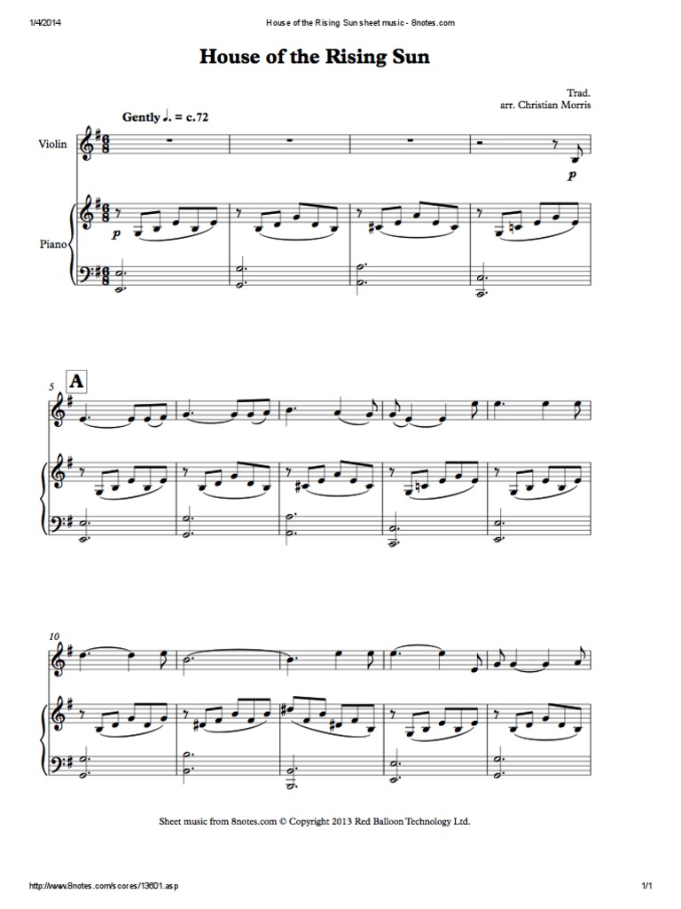 House of the Rising Sun Sheet Music | PDF