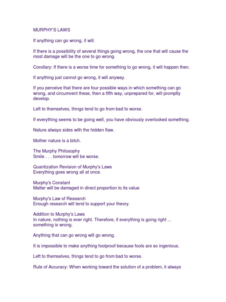 MURPHY Laws PDF | Download Free PDF | Science | Philosophical Science