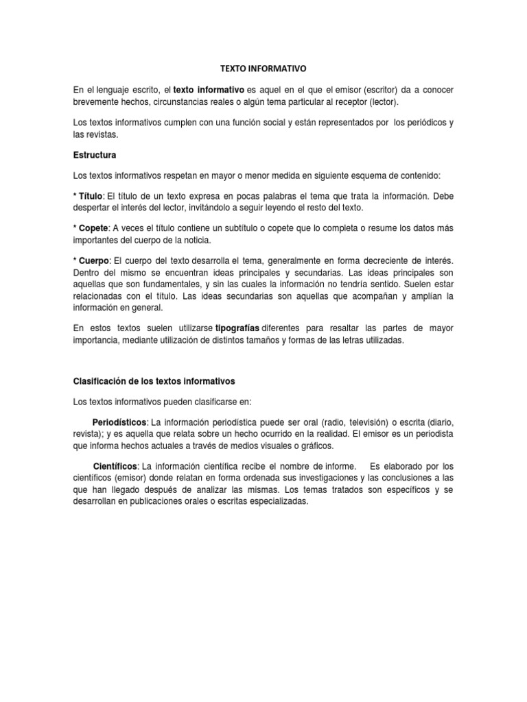Texto Informativo | PDF | Información | Publicación