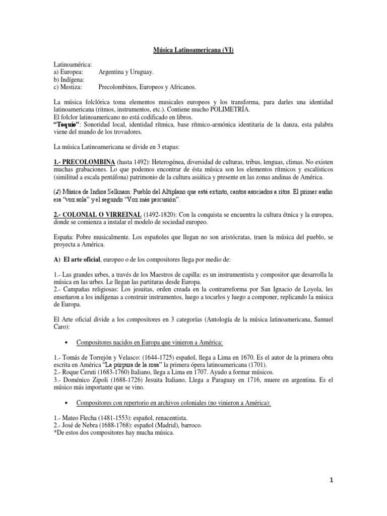 Historia de la Música Latinoamericana | PDF | Piano | America latina