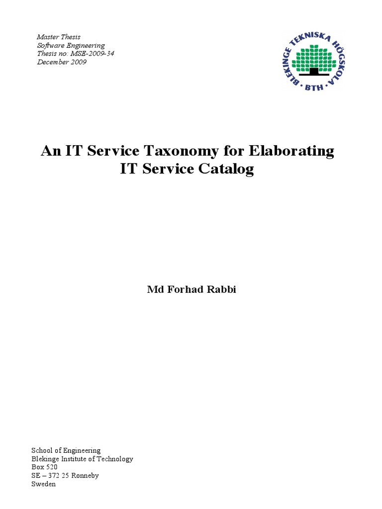 ITService Taxonomy For Elabrating IT Service Catalog | PDF | Itil ...