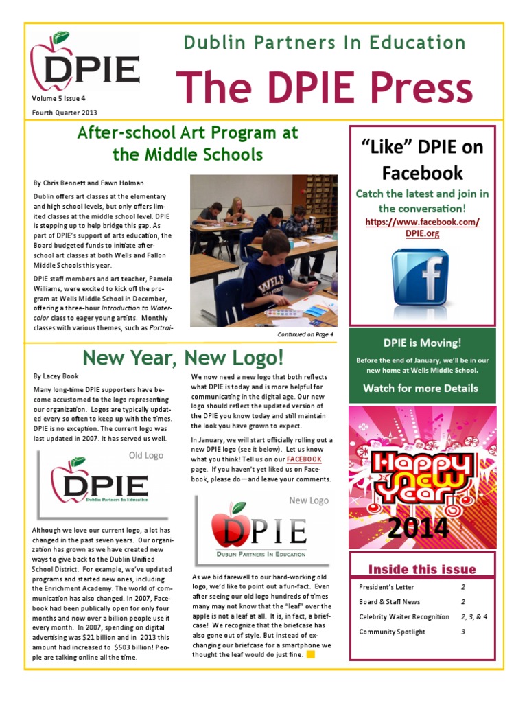 DPIE Press: New Logo & Art Program Update | PDF | Facebook | Schools