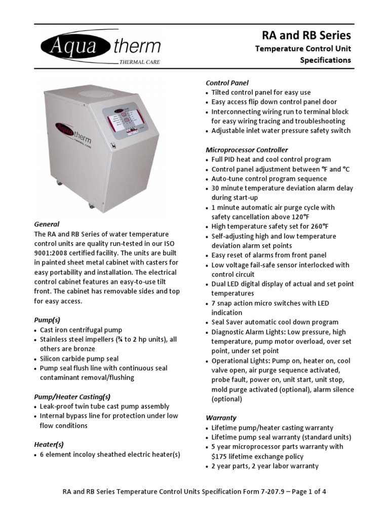 RA and RB Series: Temperature Control Unit Specifications | PDF | Pump ...