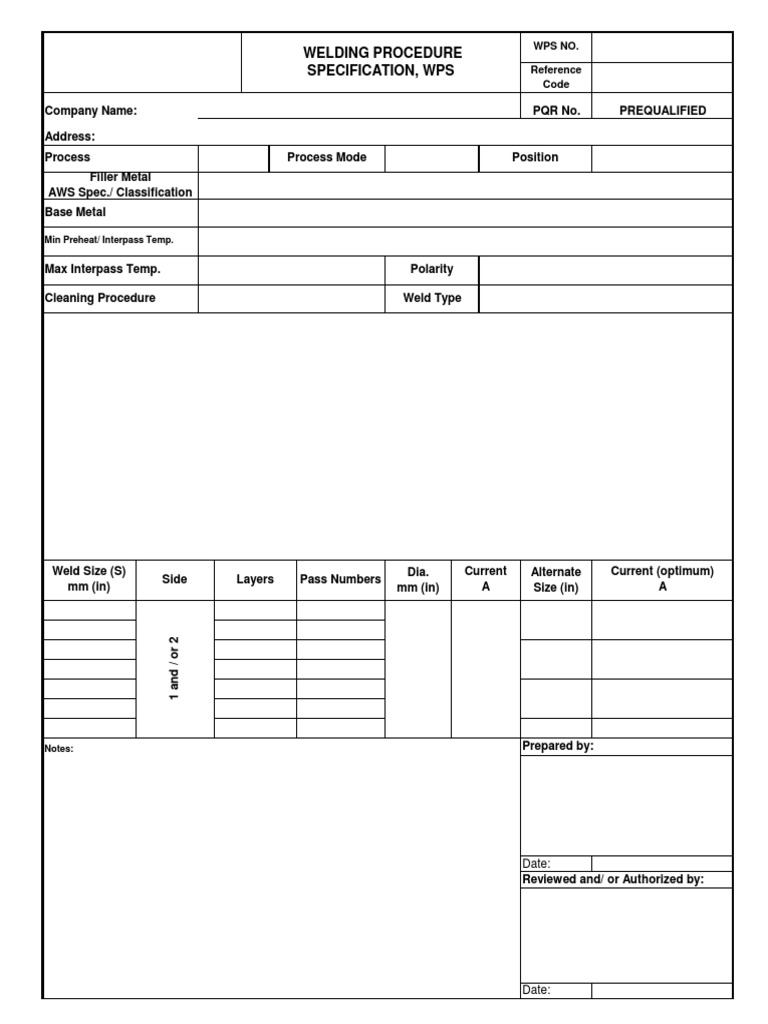 Welding Procedure Specification, WPS: Min Preheat/ Interpass Temp | PDF