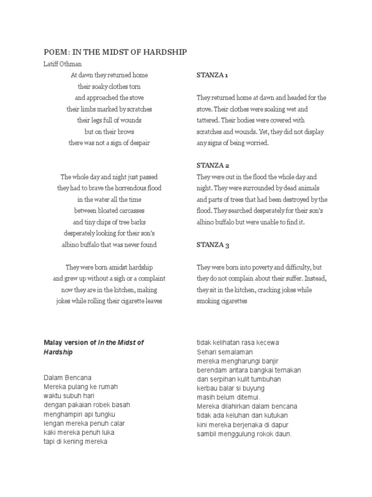 Poem in The Midst of Hardship | PDF | Water | Nature