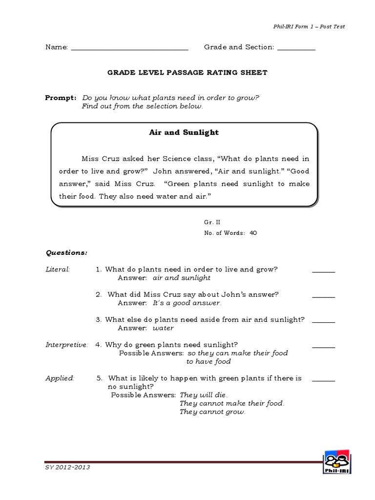 Grade 2.air and Sunlight - Oral | PDF
