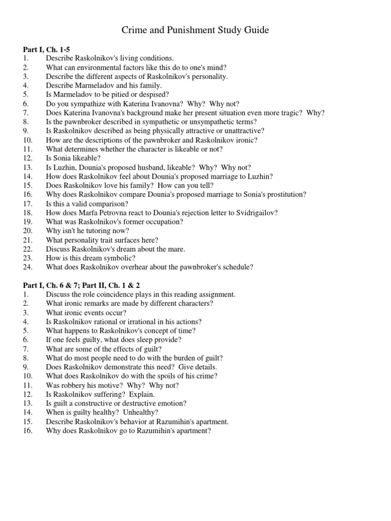 Crime and Punishment Study Guide | PDF | Crime And Punishment