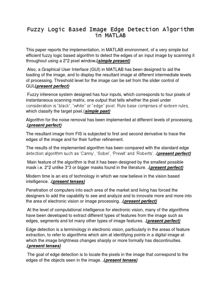 Fuzzy Logic Based Image Edge Detection Algorithm In Matlab Pdf Cybernetics Computer Vision