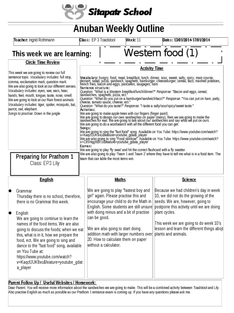 EP3 Toadstool Week11 Term2 | PDF | Lunch | Eating Behaviors Of Humans