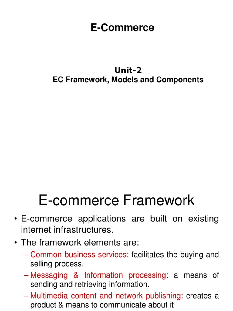 E-Commerce: Unit-2 EC Framework, Models and Components | Download Free ...