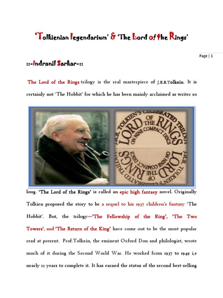 Tolkienian Legendarium' & The Lord of The Rings' | PDF | Bilbo Baggins ...