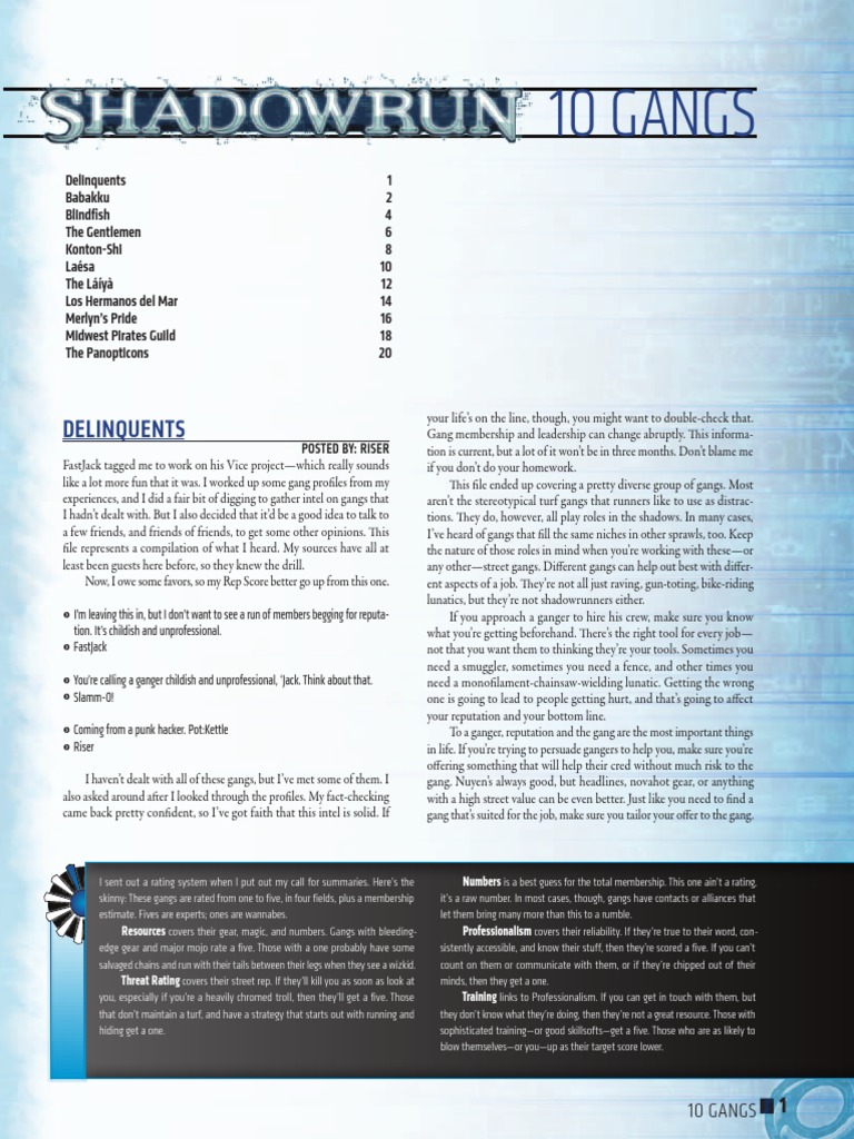 10 Gangs Shadowrun | PDF