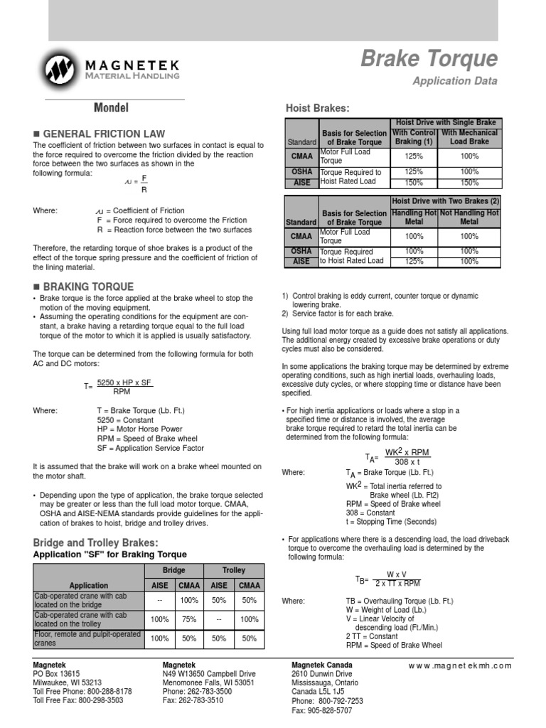 Brake Torque Application Data | Brake | Friction | Free 30-day Trial ...
