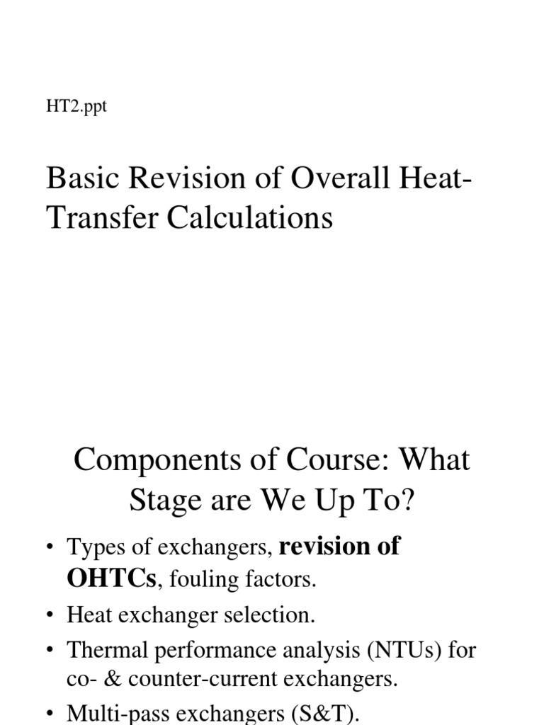 Basic Revision of Overall Heat-Transfer Calculations: HT2 | PDF ...
