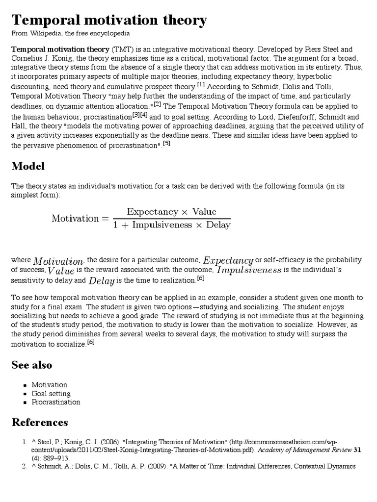 Temporal Motivation Theory | PDF | Action (Philosophy) | Science
