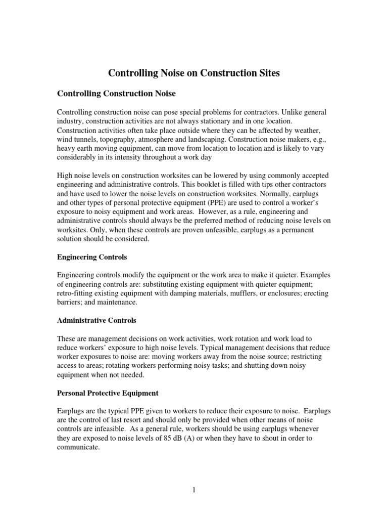 Construction Noise Control Strategies | PDF