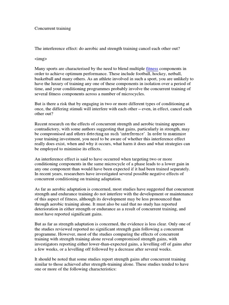Concurrent Training | PDF | Strength Training | Aerobic Exercise