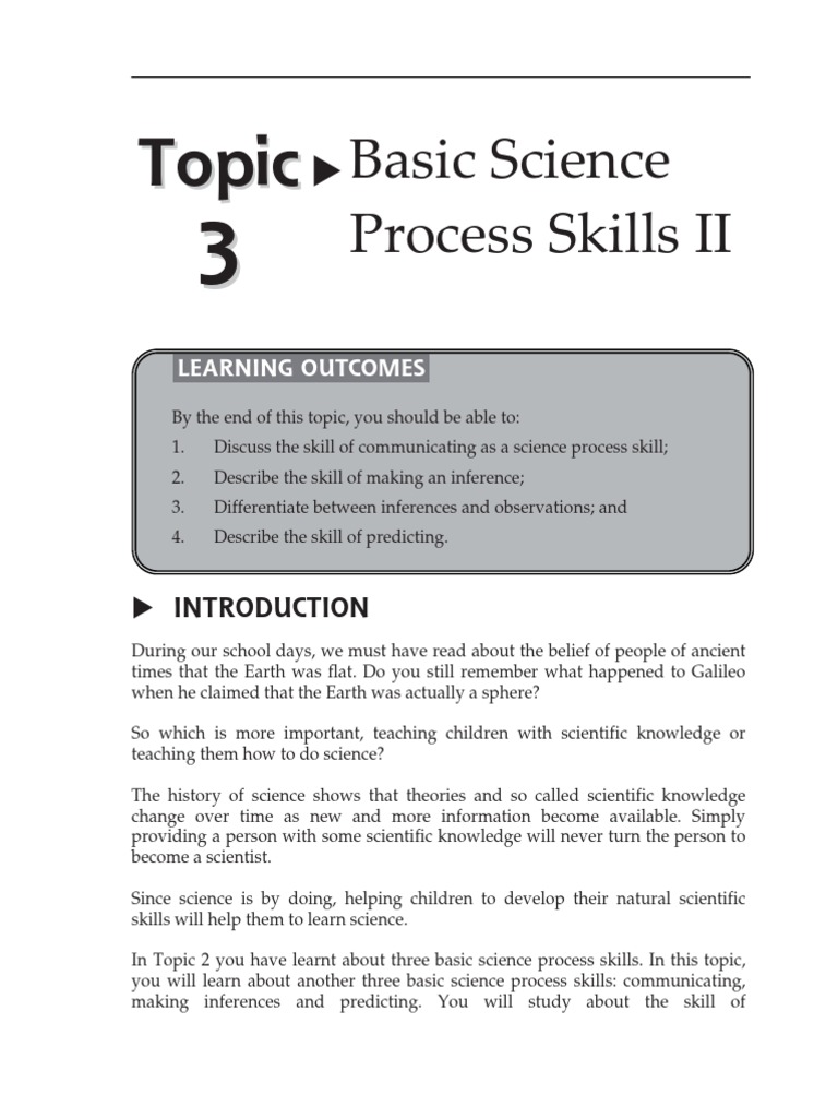 Topic 3 Basic Science Process Skills II | PDF | Prediction | Scientific ...