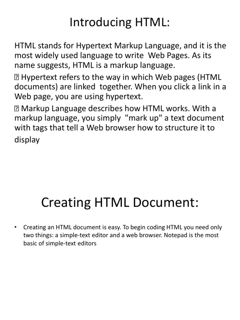 Introducing HTML | PDF | Html Element | Html