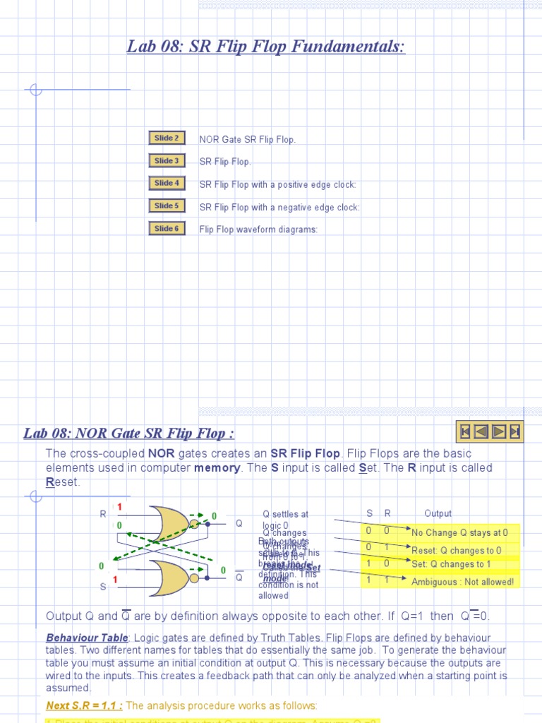 Lab 08: SR Flip Flop Fundamentals | PDF | Computer Hardware ...