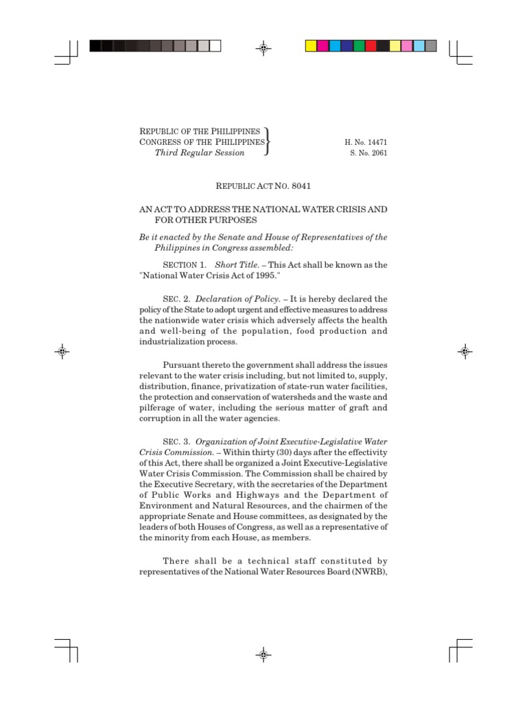 National Water Crisis Act 1995 | PDF | Water Resources | Theft