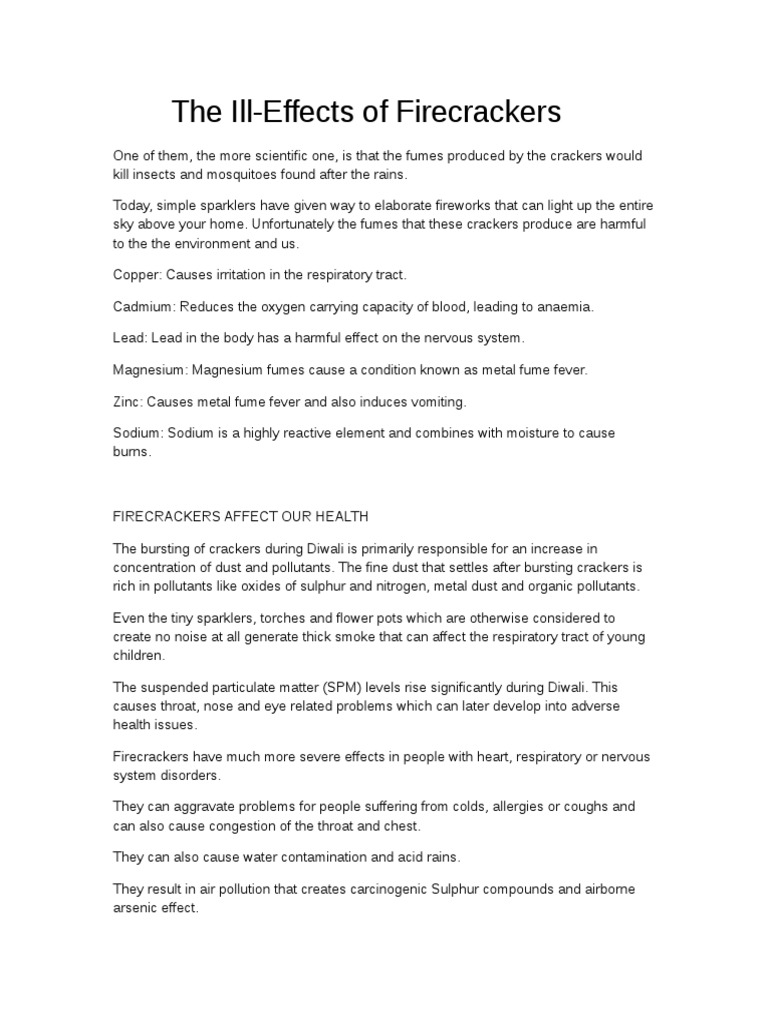 Ill Effects of Crackers | PDF | Fireworks | Pollution