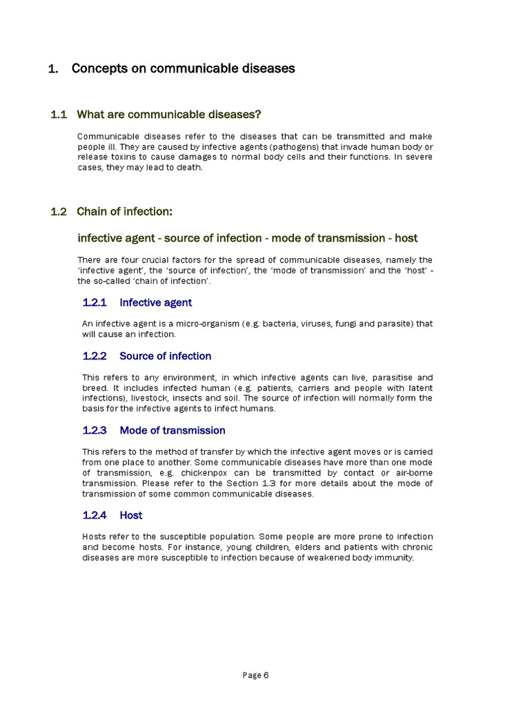 Guideline Prevention of Communicable Diseases RCHD 1 Concepts of ...