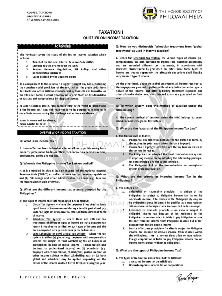 Taxation Reviewer | PDF | Capital Gains Tax | Taxes