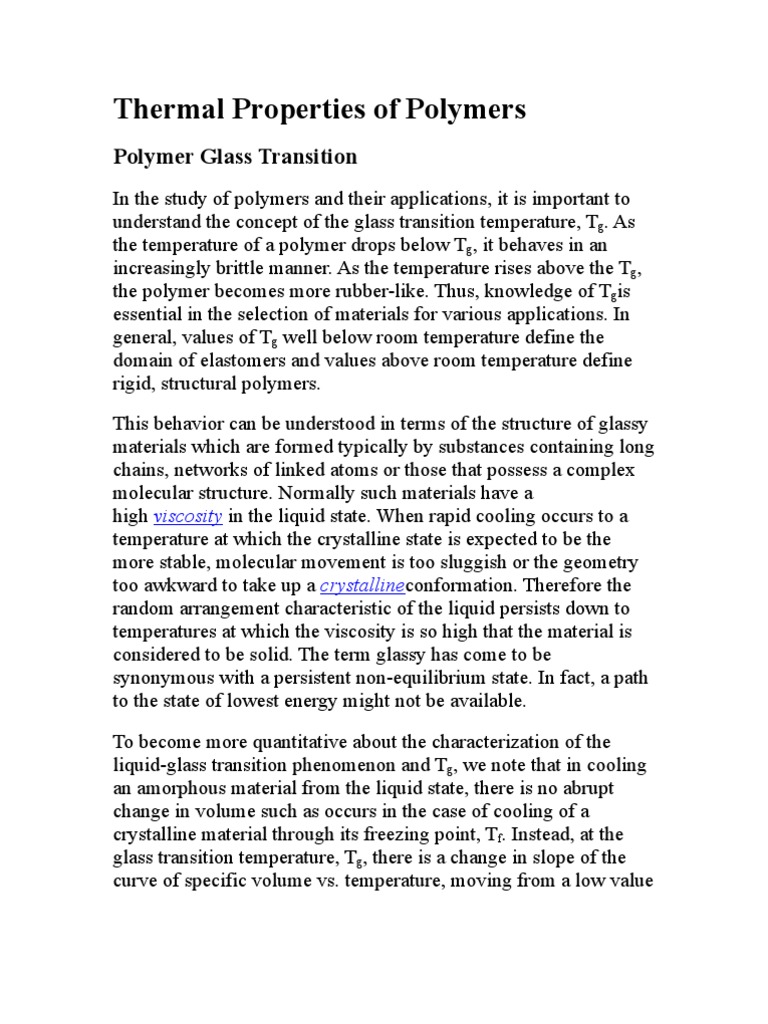 Thermal Properties of Polymers | PDF