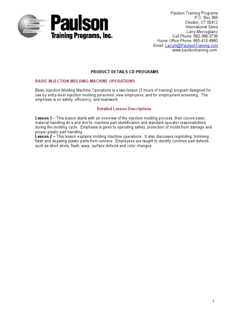 Paulson Training - Injection Molding | PDF | Simulation | Plastic